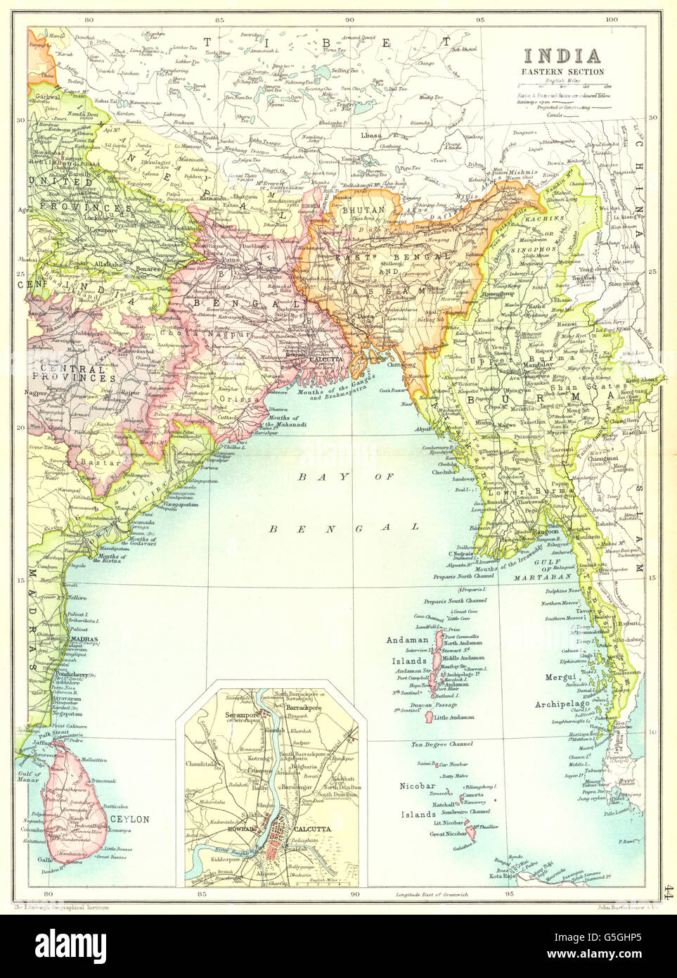 INDIA EAST BURMA CEYLON BENGAL: Calcutta Kolkata. Sri Lanka Bangladesh ...