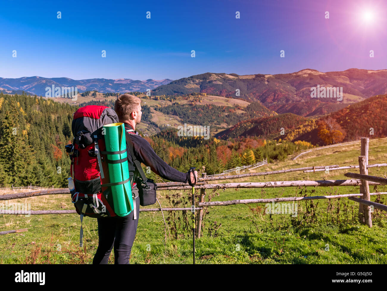Hiker backpack relaxing on top hi-res stock photography and images - Alamy