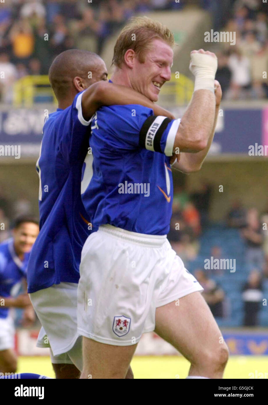 Millwall's captain Stuart Nethercott celebrates scoring his side's goal ...