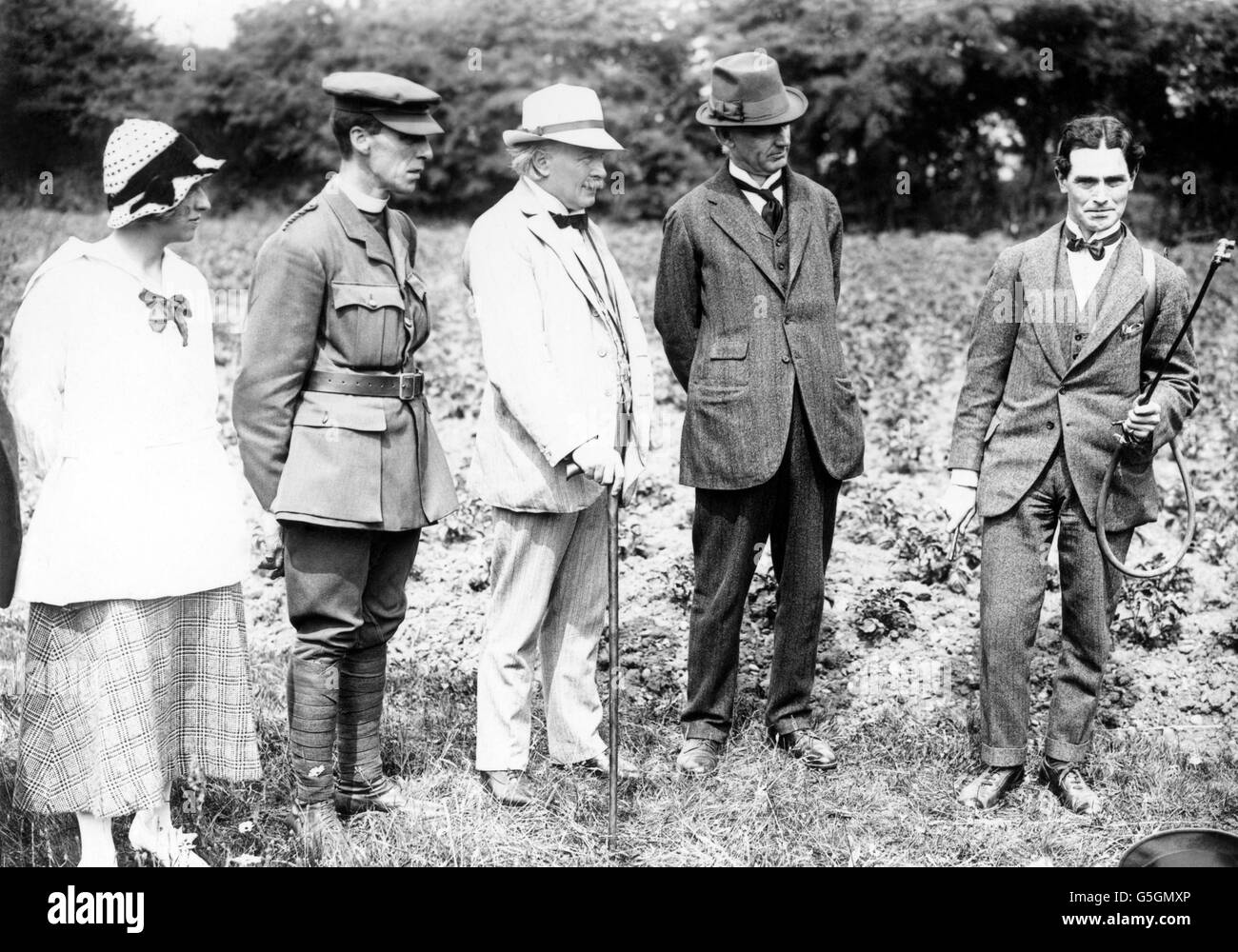 David lloyd george attends a potato spraying demonstration at wa hi-res ...