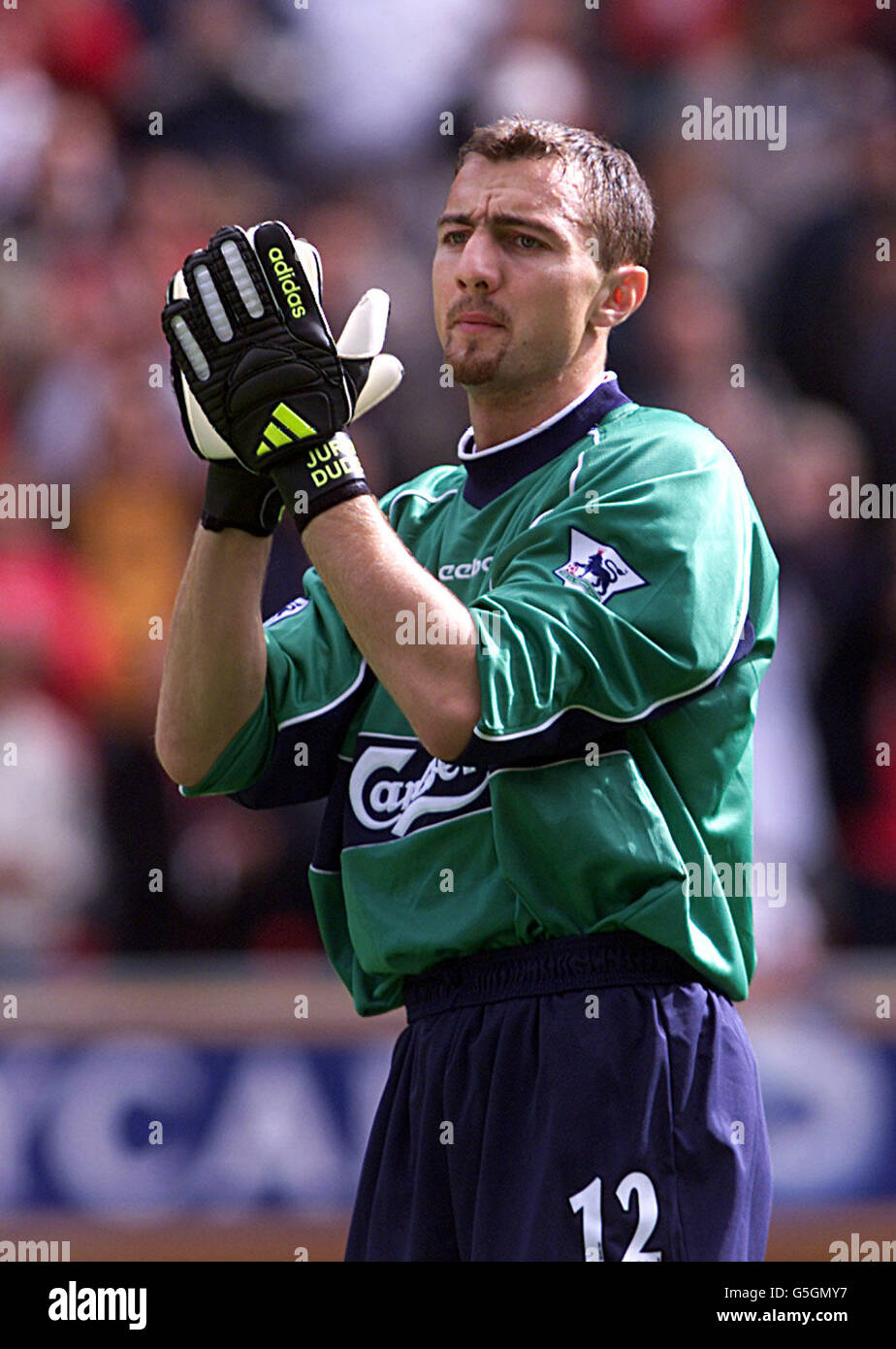 Liverpool's new Goalkeeper Jerzy Dudek in action on his debut against ...