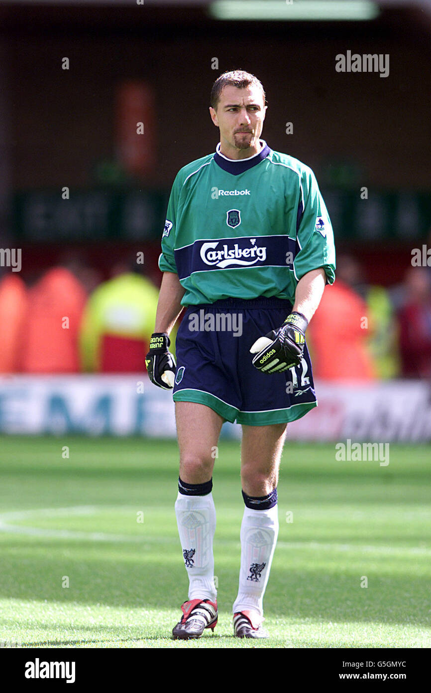 Liverpool's new Goalkeeper Jerzy Dudek in action on his debut against ...