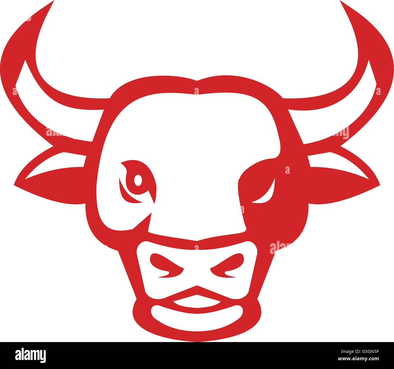 Illustration of a bull cow head smiling friendly facing front set on ...
