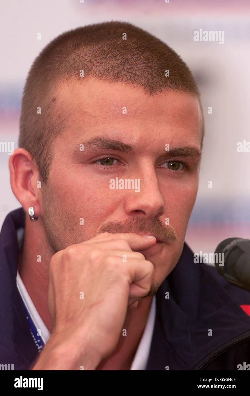 England captain David Beckham speaking at a news conference at the ...