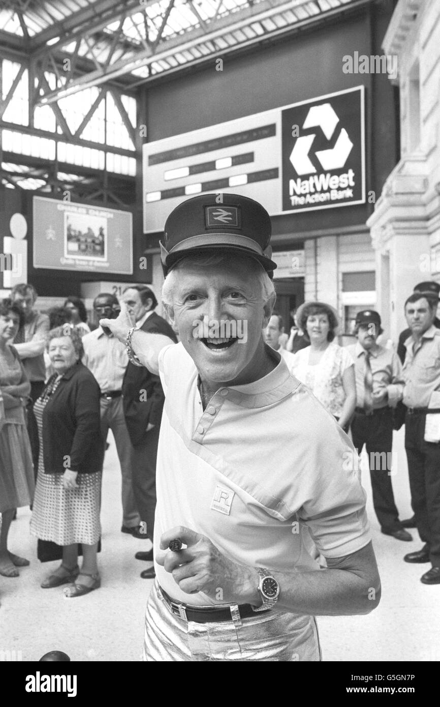 DJ Jimmy Savile at Waterloo Station, where he launched Natwest's news ...