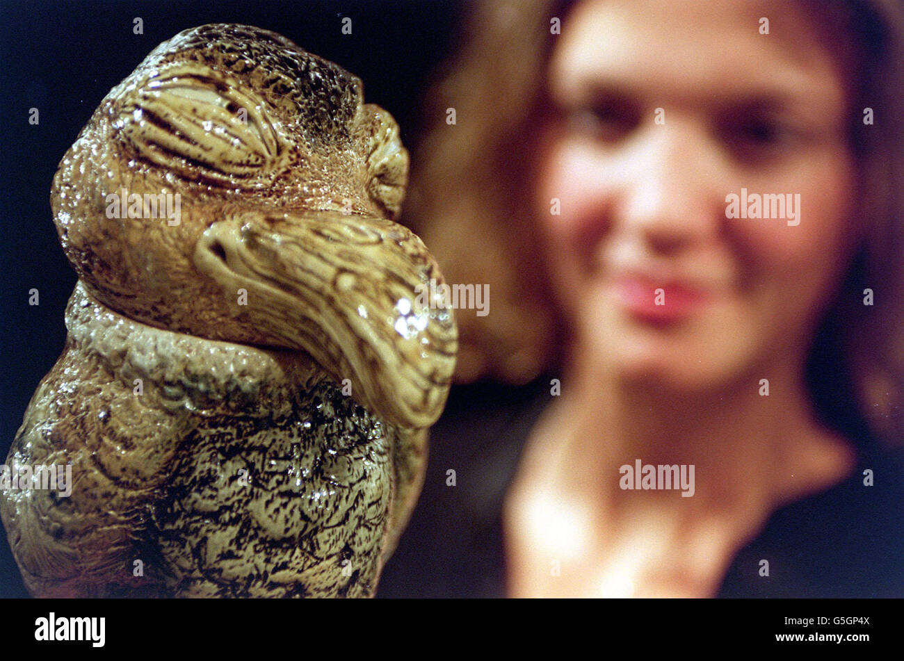 Dealer Esther Alexander examines a caricature of a politician made by ...