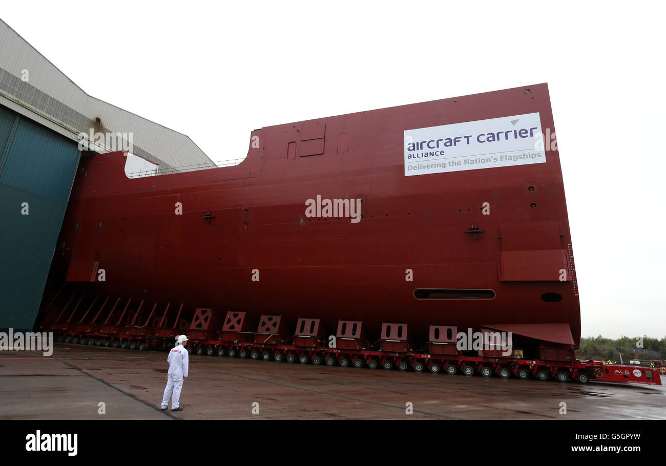 The largest hull section of the first Queen Elizabeth class aircraft ...