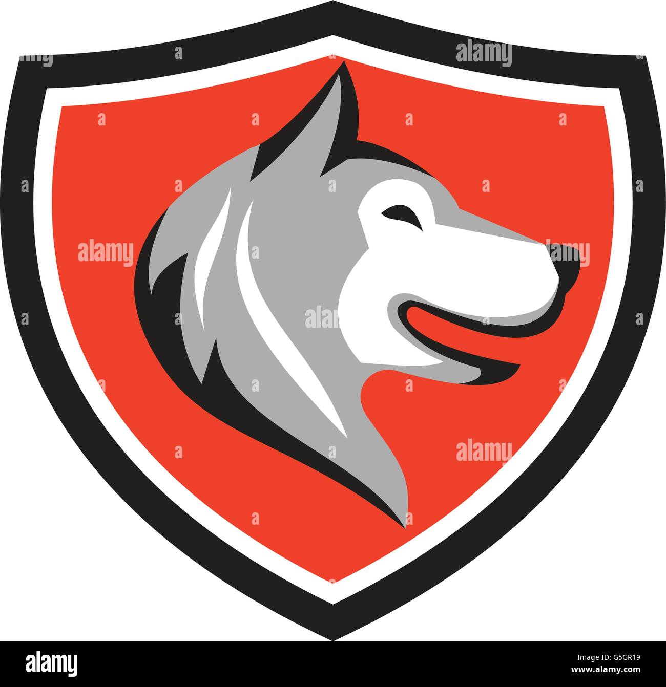 Illustration of a husky alaskan malamute wild dog wolf head profile ...
