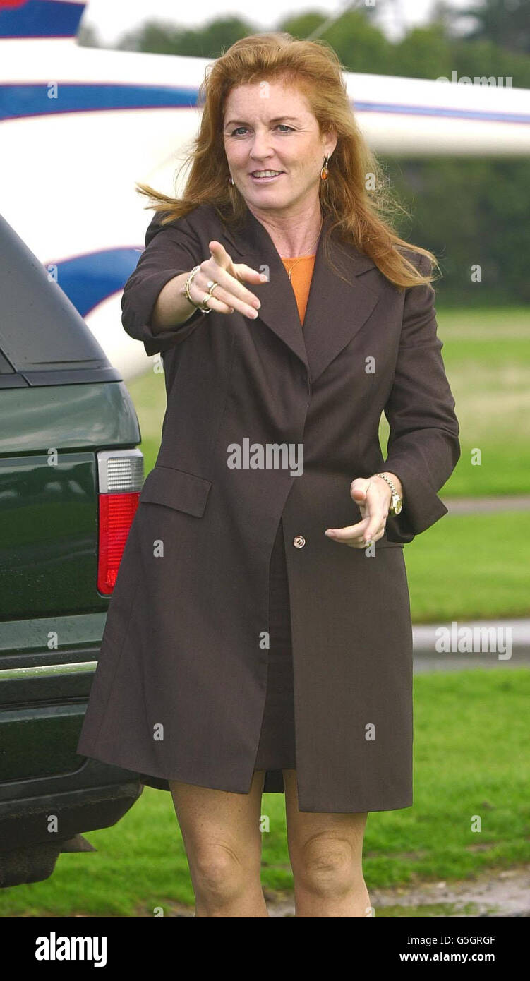 The Duchess of York at Fairoaks Airport on her 42nd birthday, to meet ...