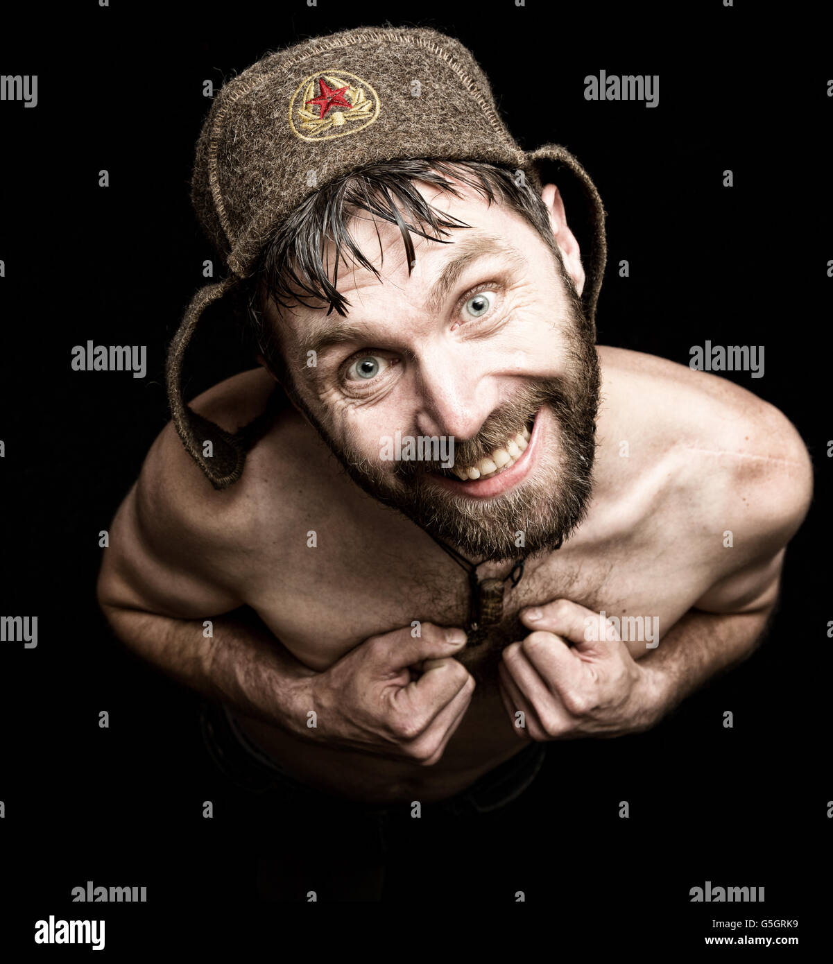 Dark portrait scary bearded man hi-res stock photography and images - Alamy