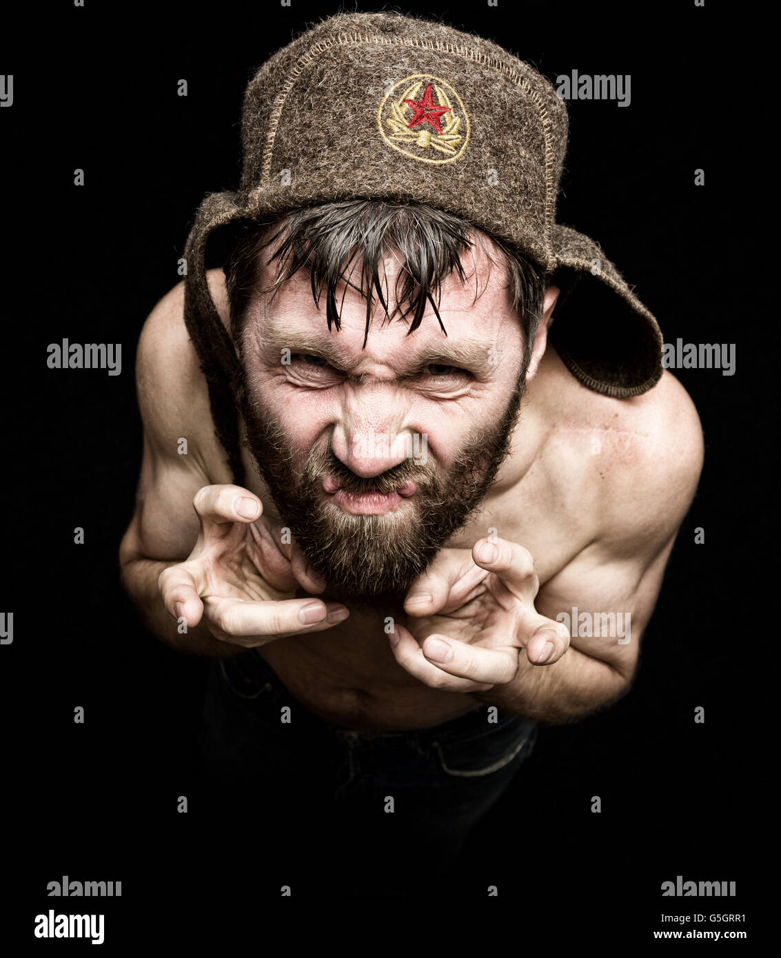 Dark portrait scary bearded man hi-res stock photography and images - Alamy