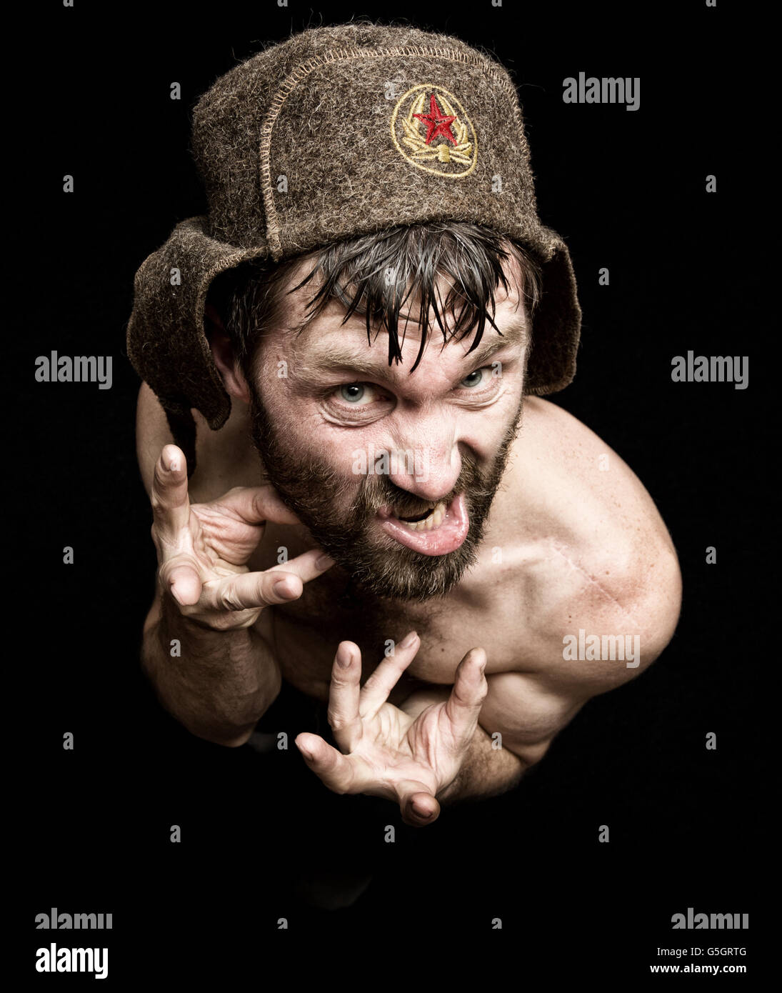 Dark portrait scary bearded man hi-res stock photography and images - Alamy