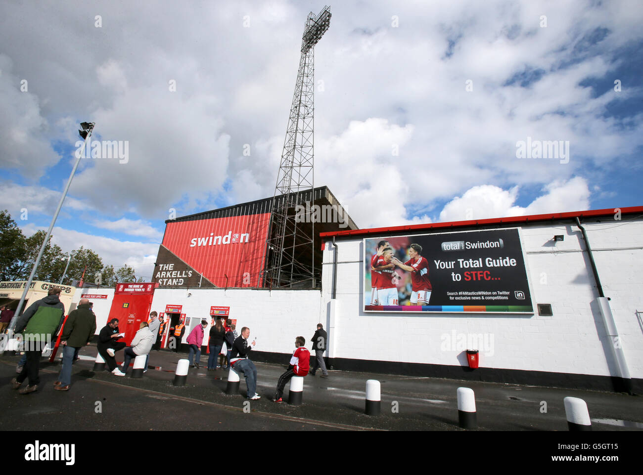 Football general view gv fans car park sign signage stadium hi-res ...