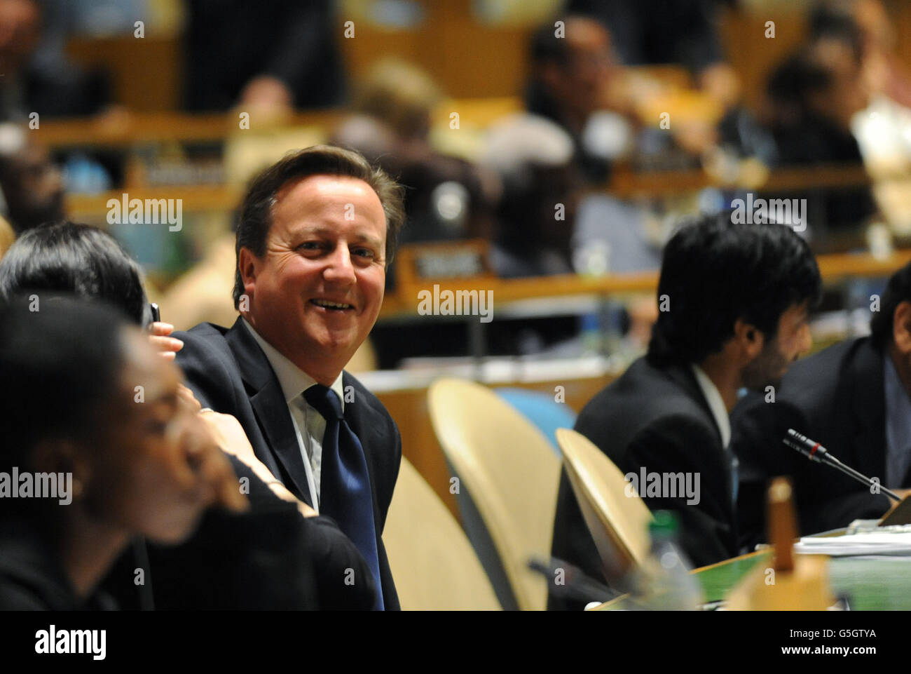 Prime Minister David Cameron waits his turn to addresses the UN General ...