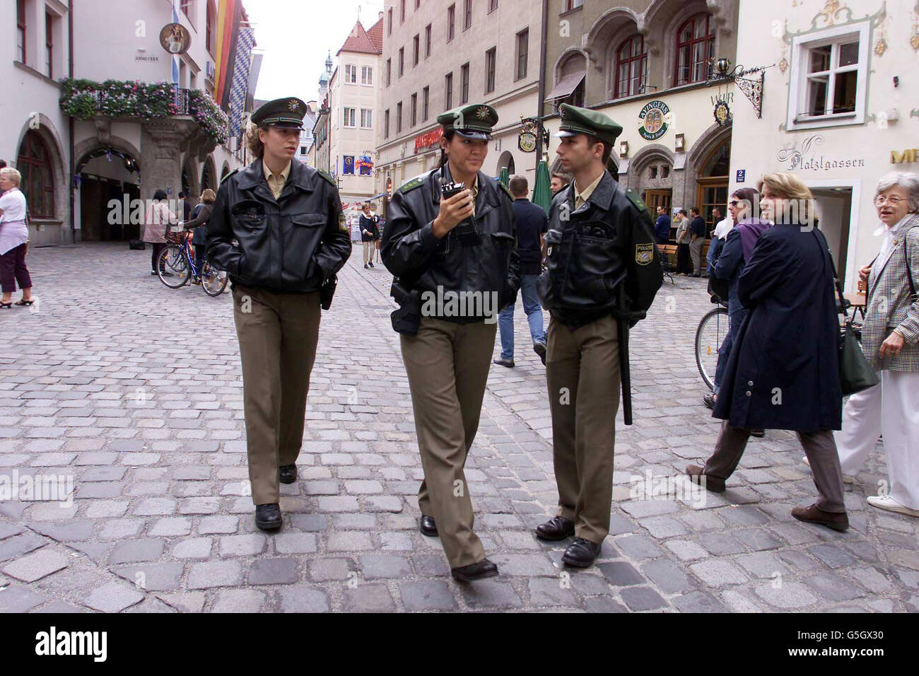German Police patrol the centre of Munich before the England v Germany ...