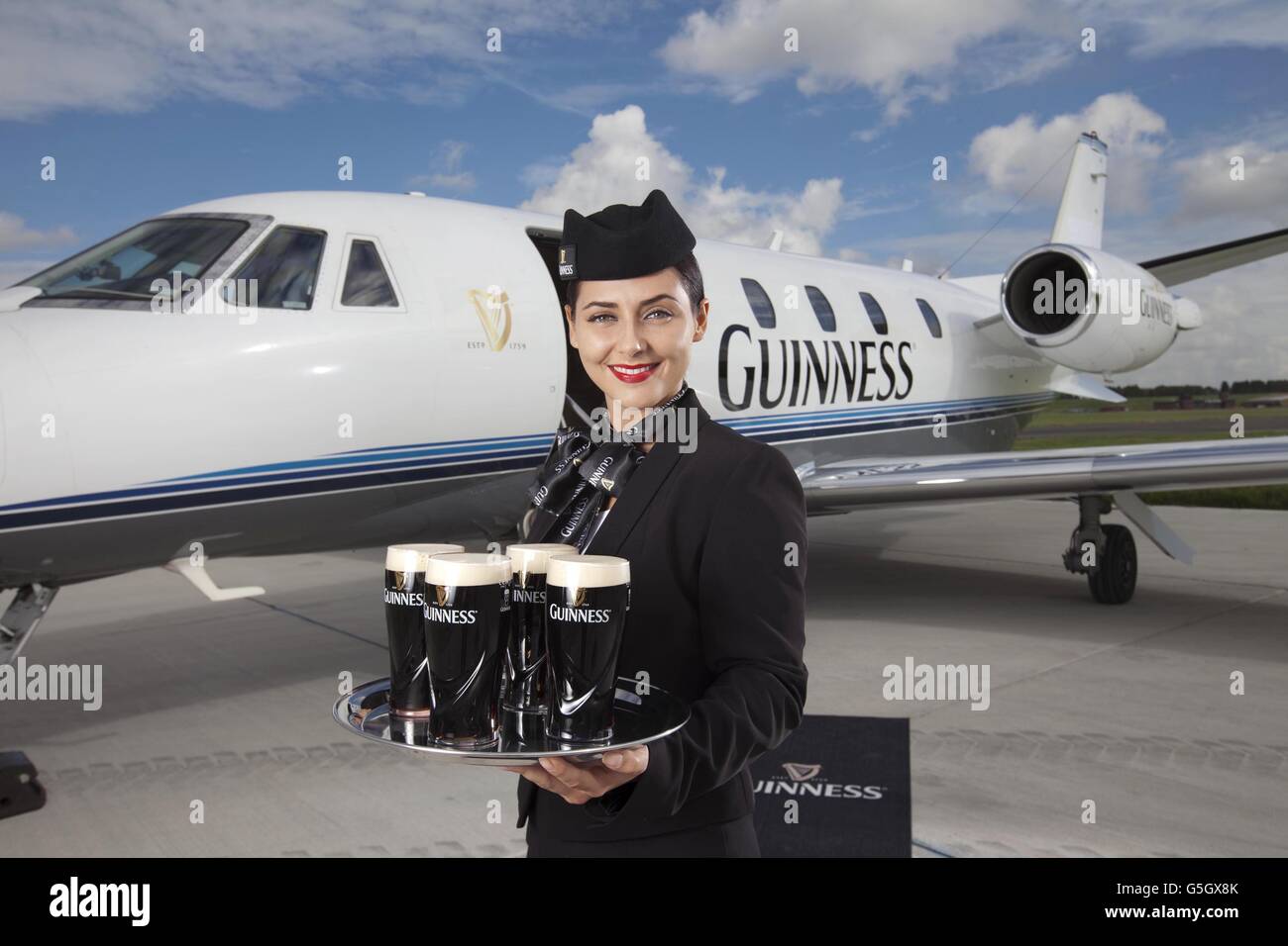 Model jj bray poses stewardess launch guinness class hi-res stock ...
