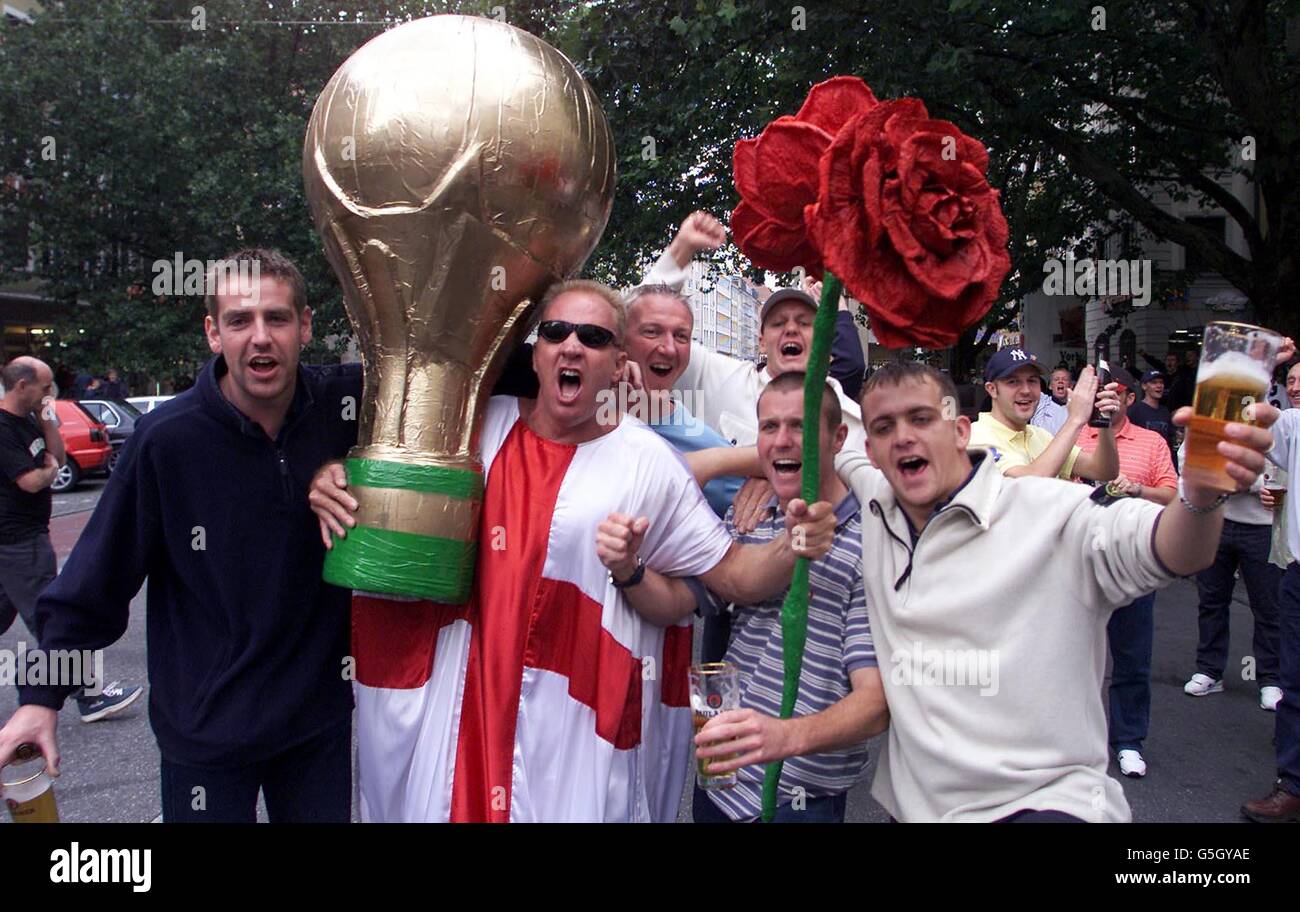 England fans drinking lager in the centre of Munich, Germany, ahead of ...