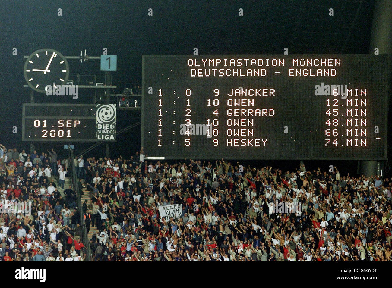 Scoreboard showing the goals scored in time order after the Fifa World ...