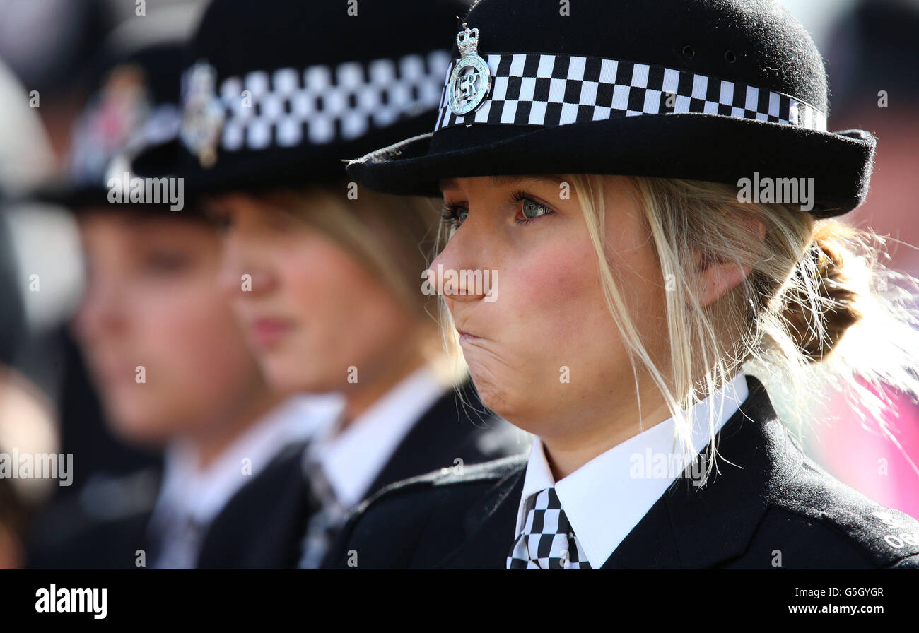 Police officers watch the funeral of pc nicola hughes hi-res stock ...