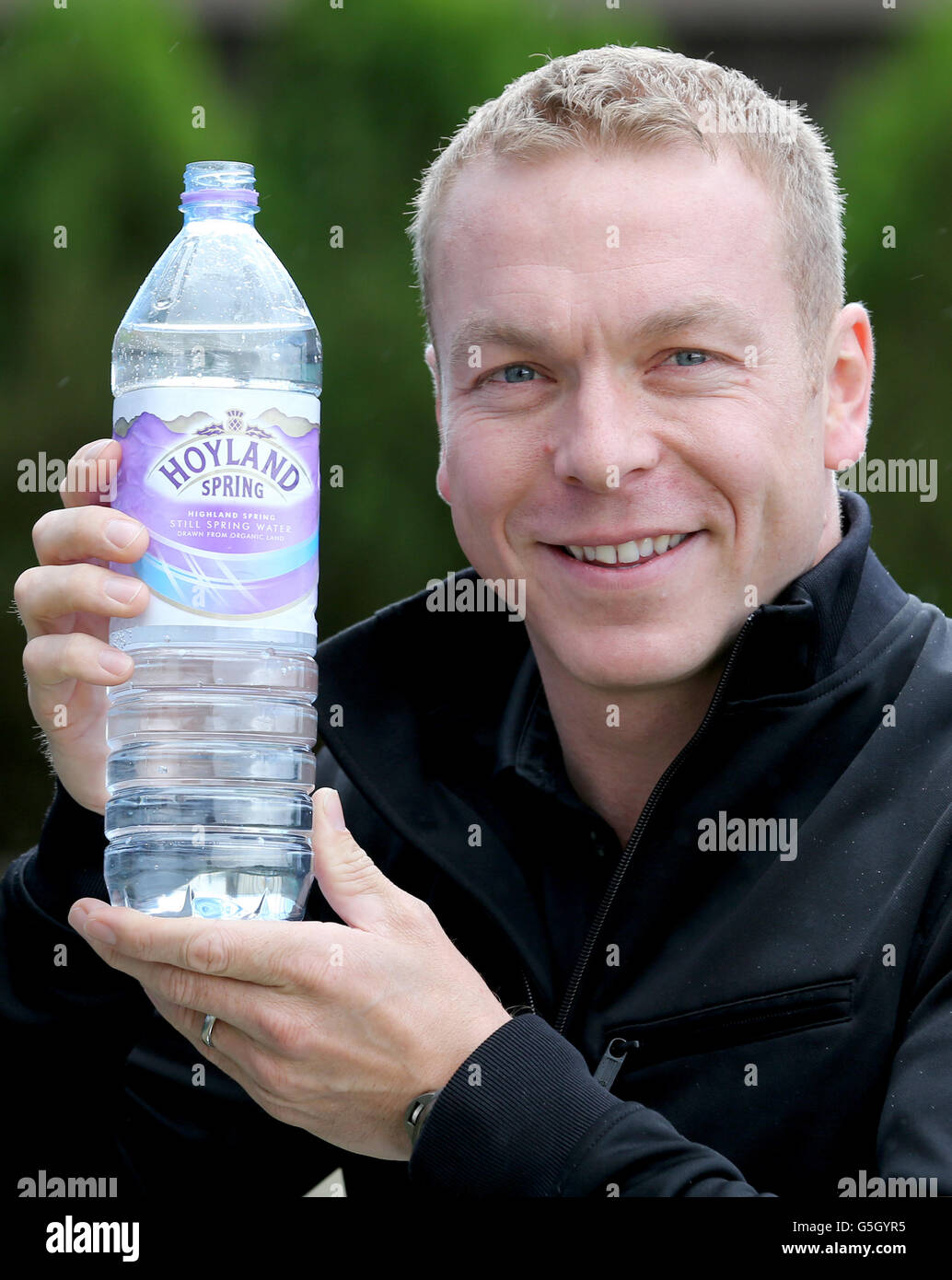 Sir Chris Hoy holding a bottle of Highland Spring water as he launches ...
