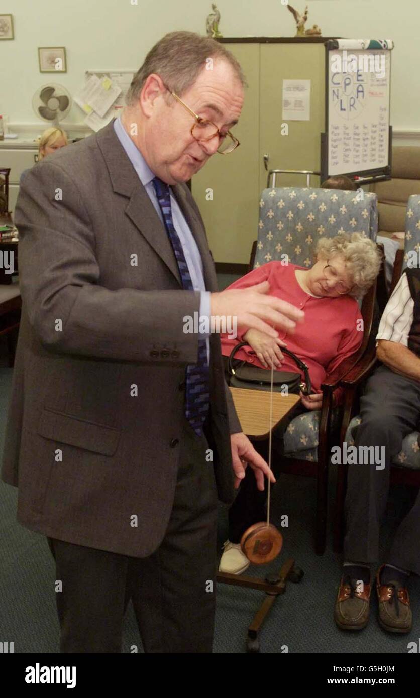 Deputy party leader Alan Beith tries his hand at yoyoing, as he meets ...