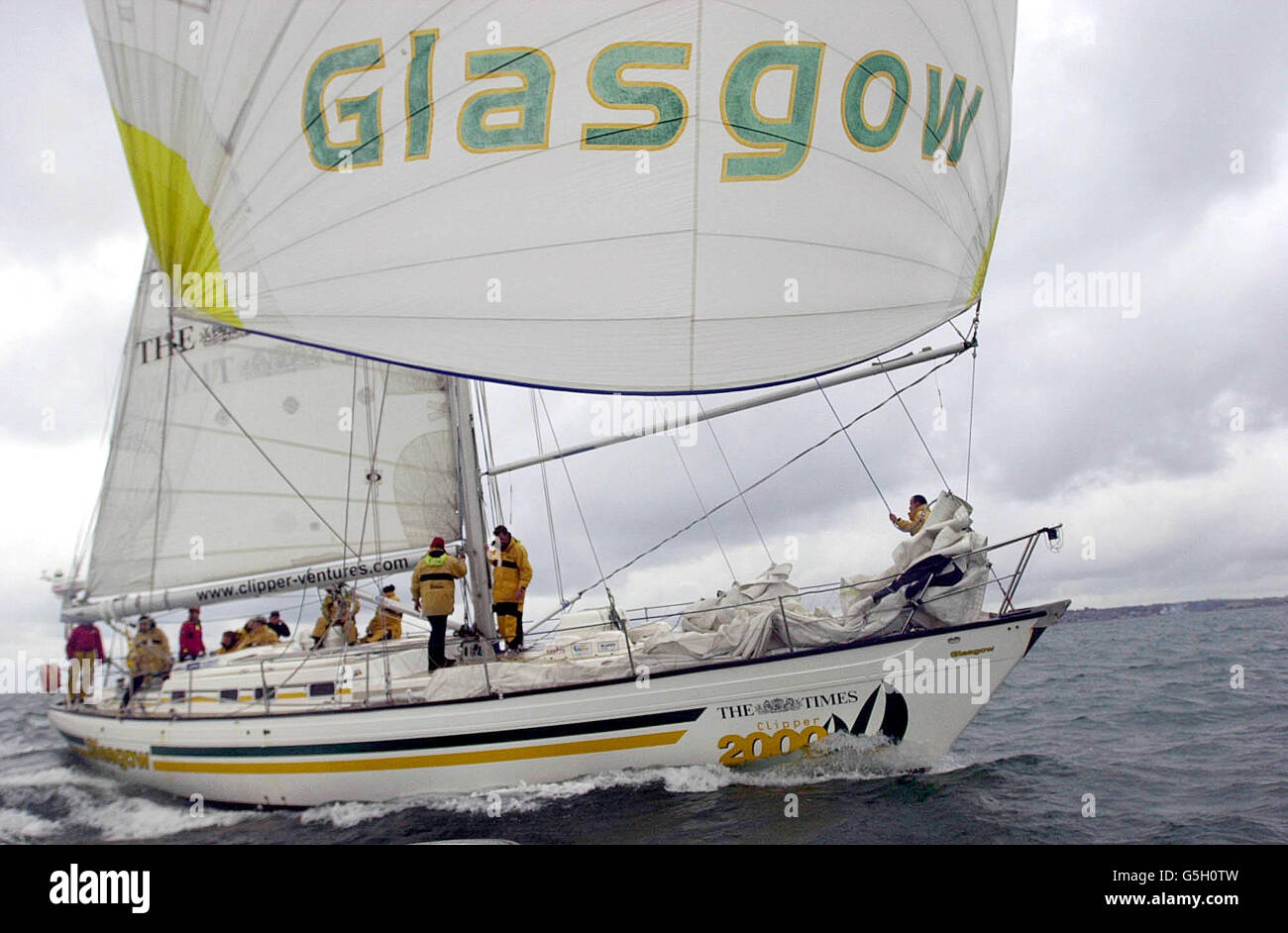 The crew of the Glasgow Clipper head towards the finish line at ...