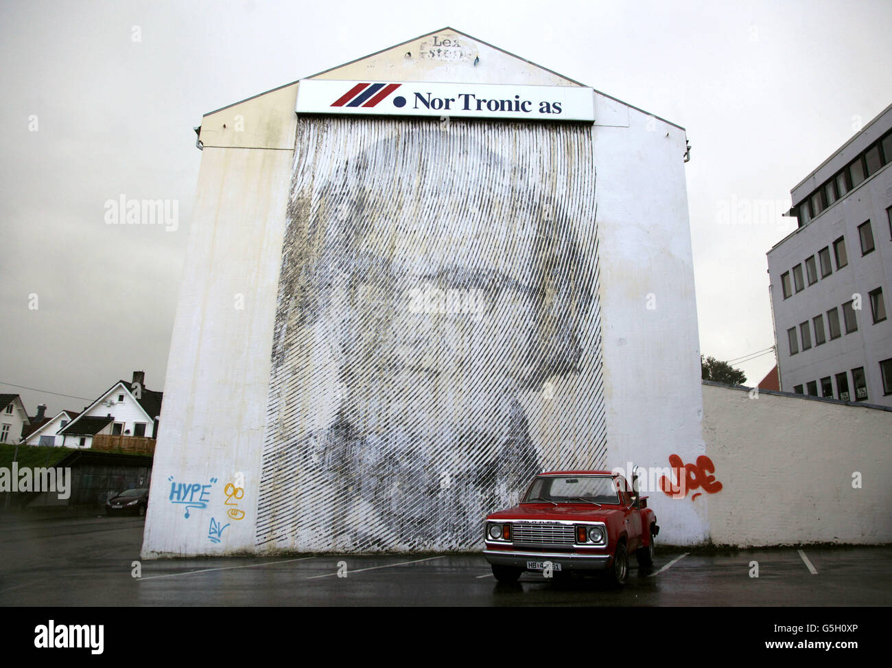 A piece of stencil graffiti by Italian street artists Sten and Lex in ...