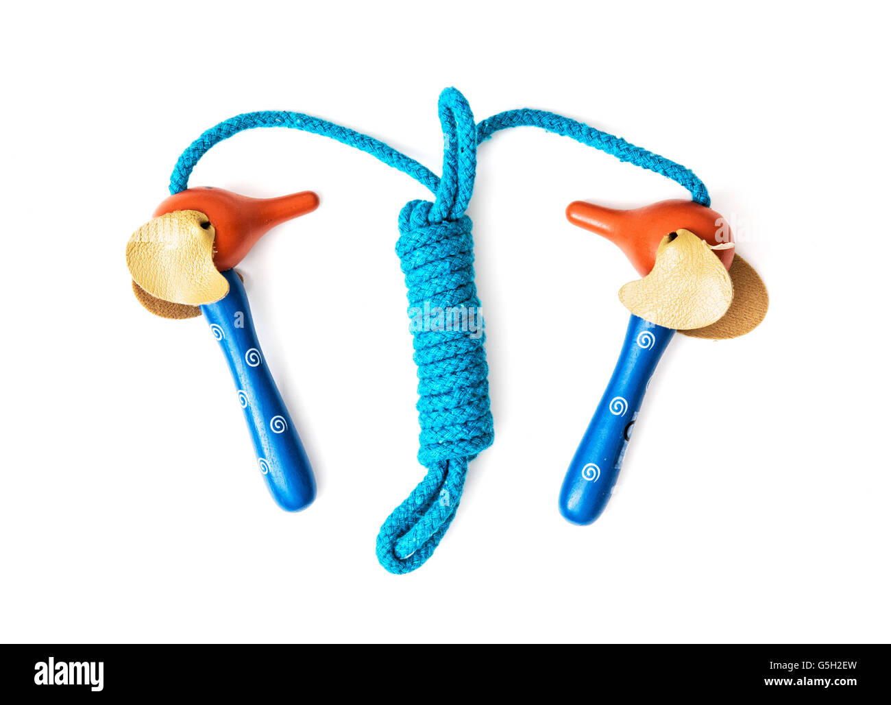 New skipping rope on the white background. Leisure activity. Healthy ...