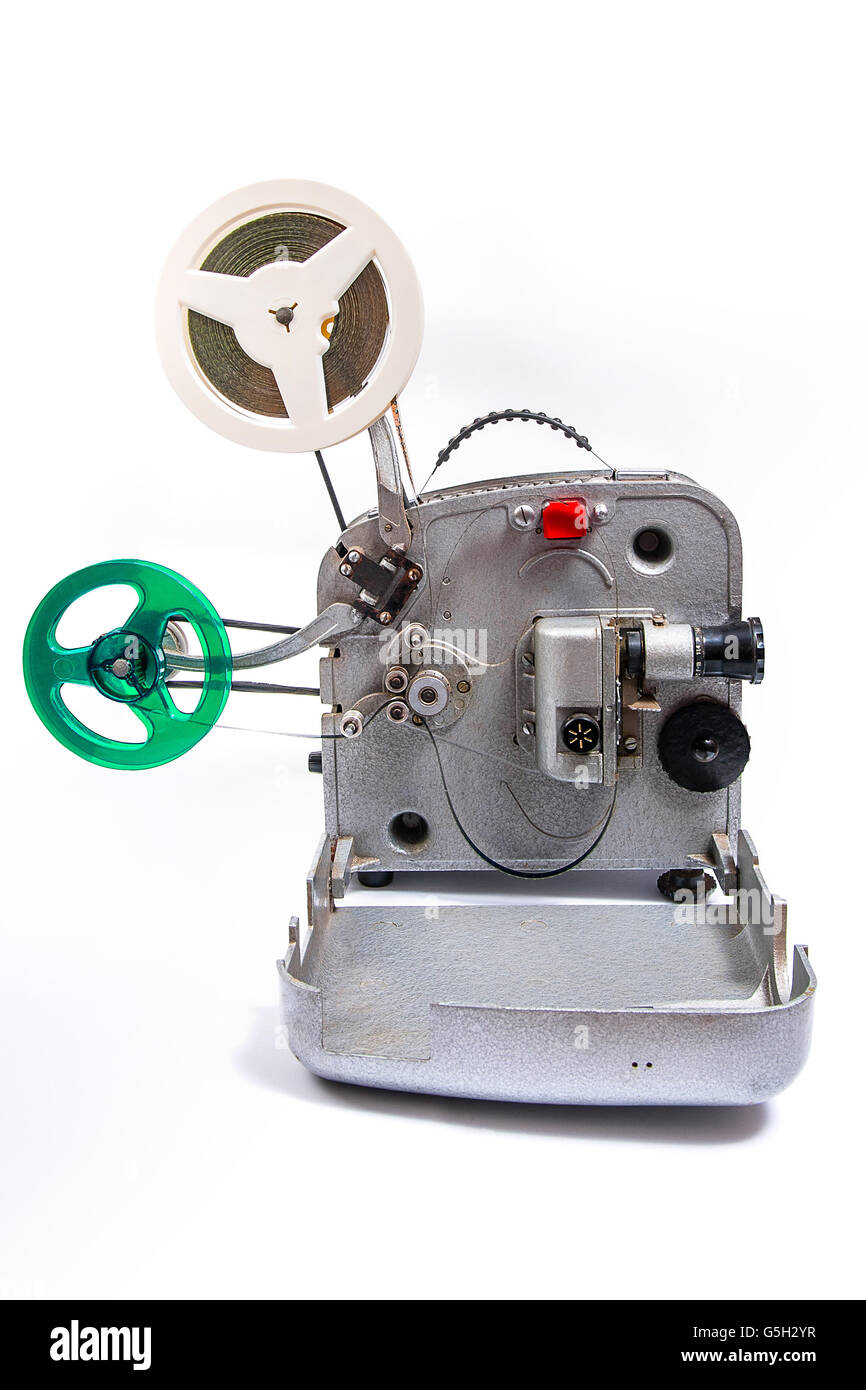 Retro old reel movie projector for cinema. A reels of motion picture ...