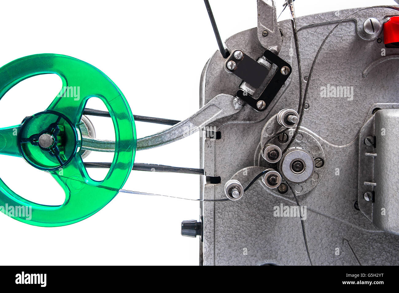 Vintage old reel movie projector for cinema. Close up view of analogue ...