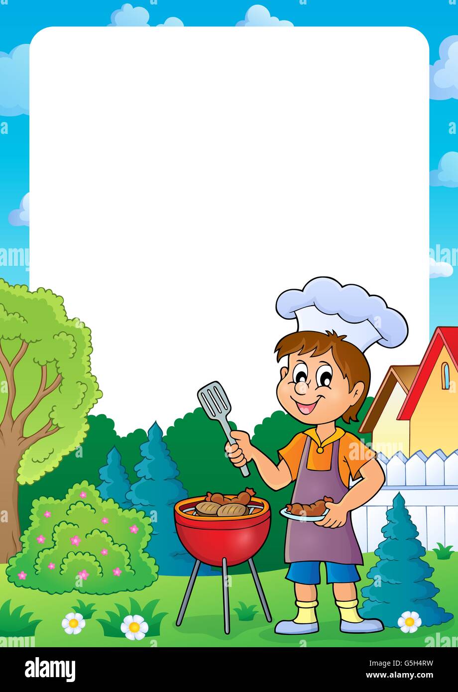 Barbeque theme frame 1 - picture illustration Stock Photo - Alamy