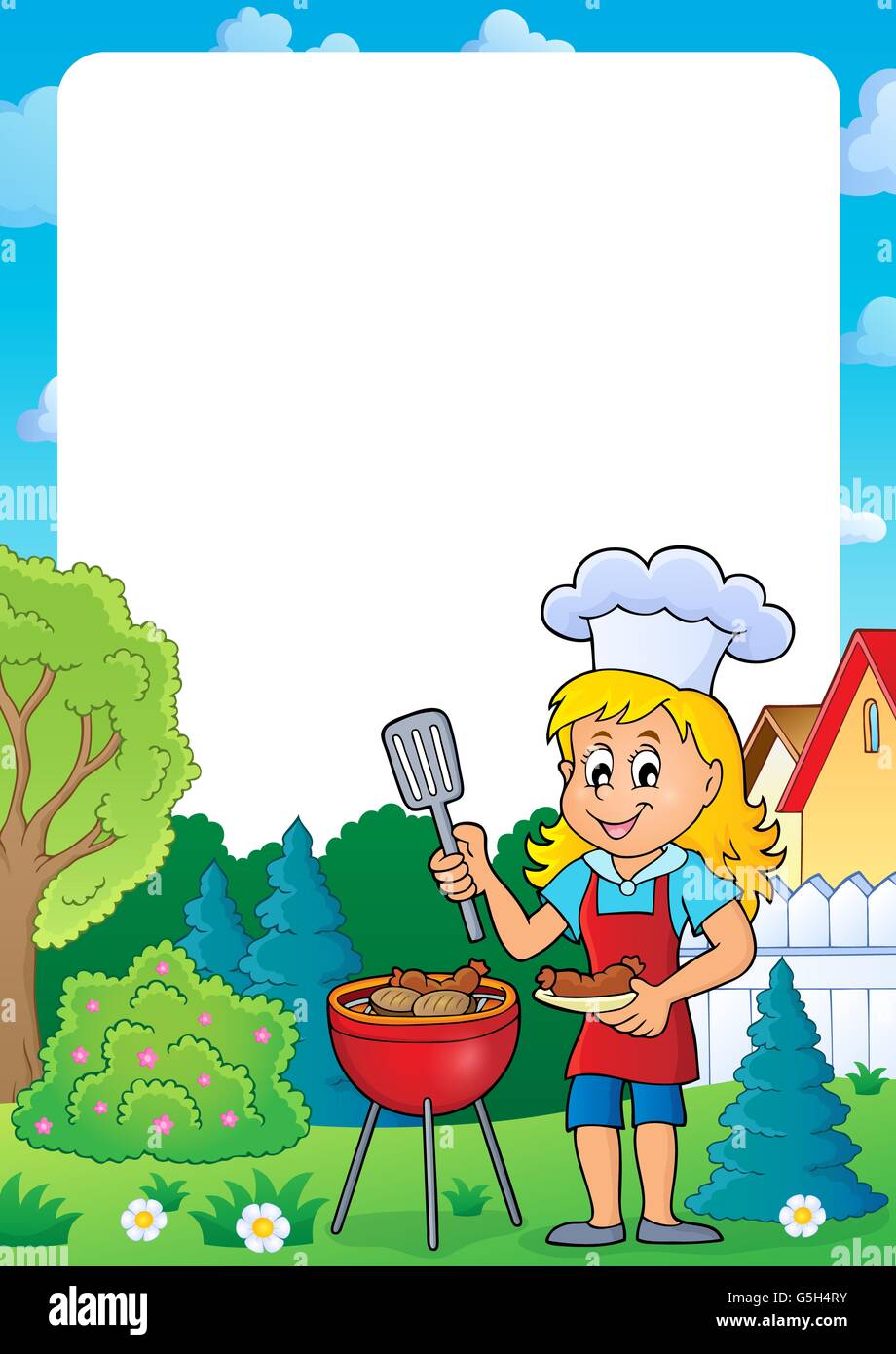 Barbeque theme frame 2 - picture illustration Stock Photo - Alamy