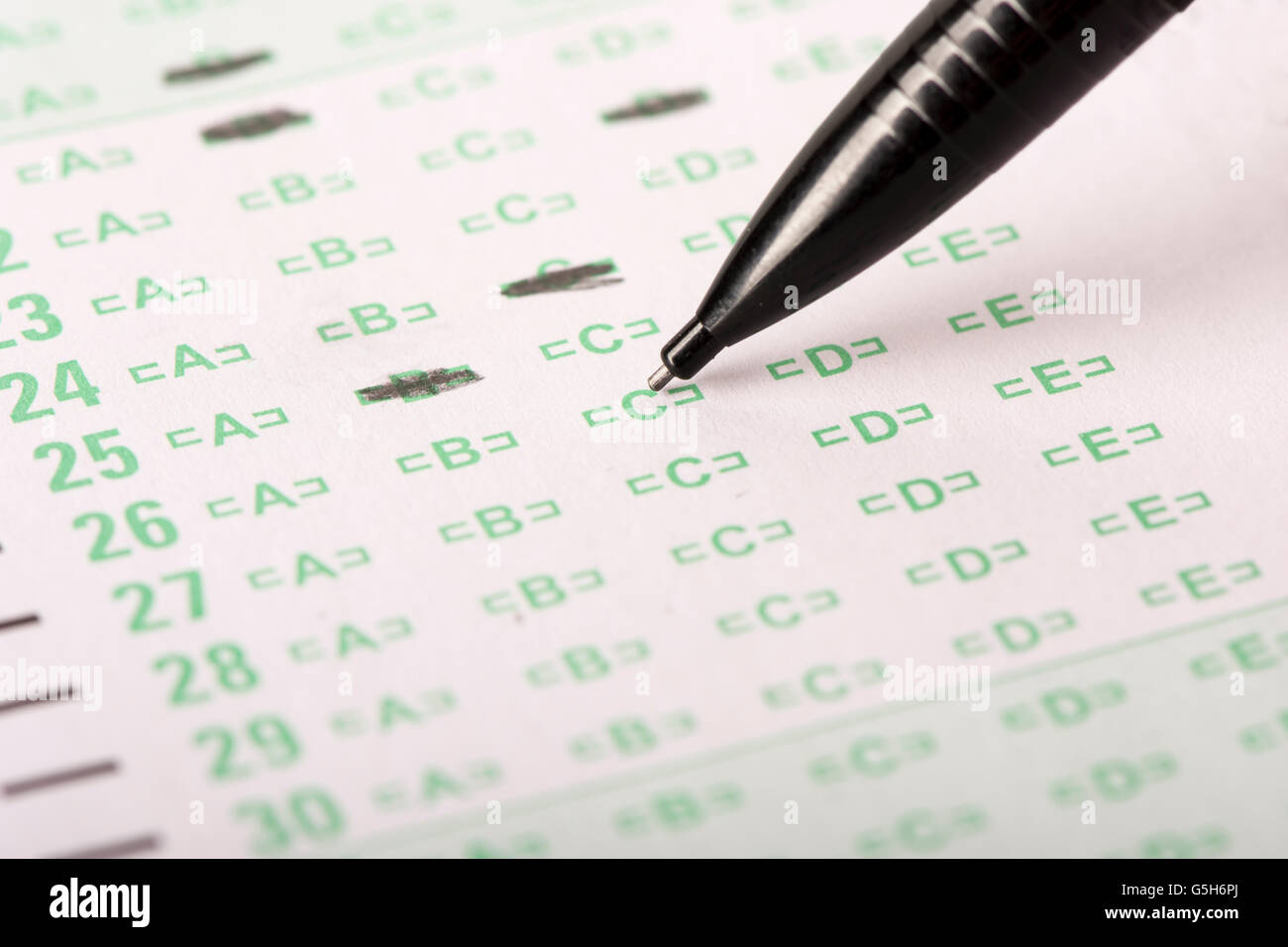 An answer sheet or optical mark recognition sheet with a mechanical ...