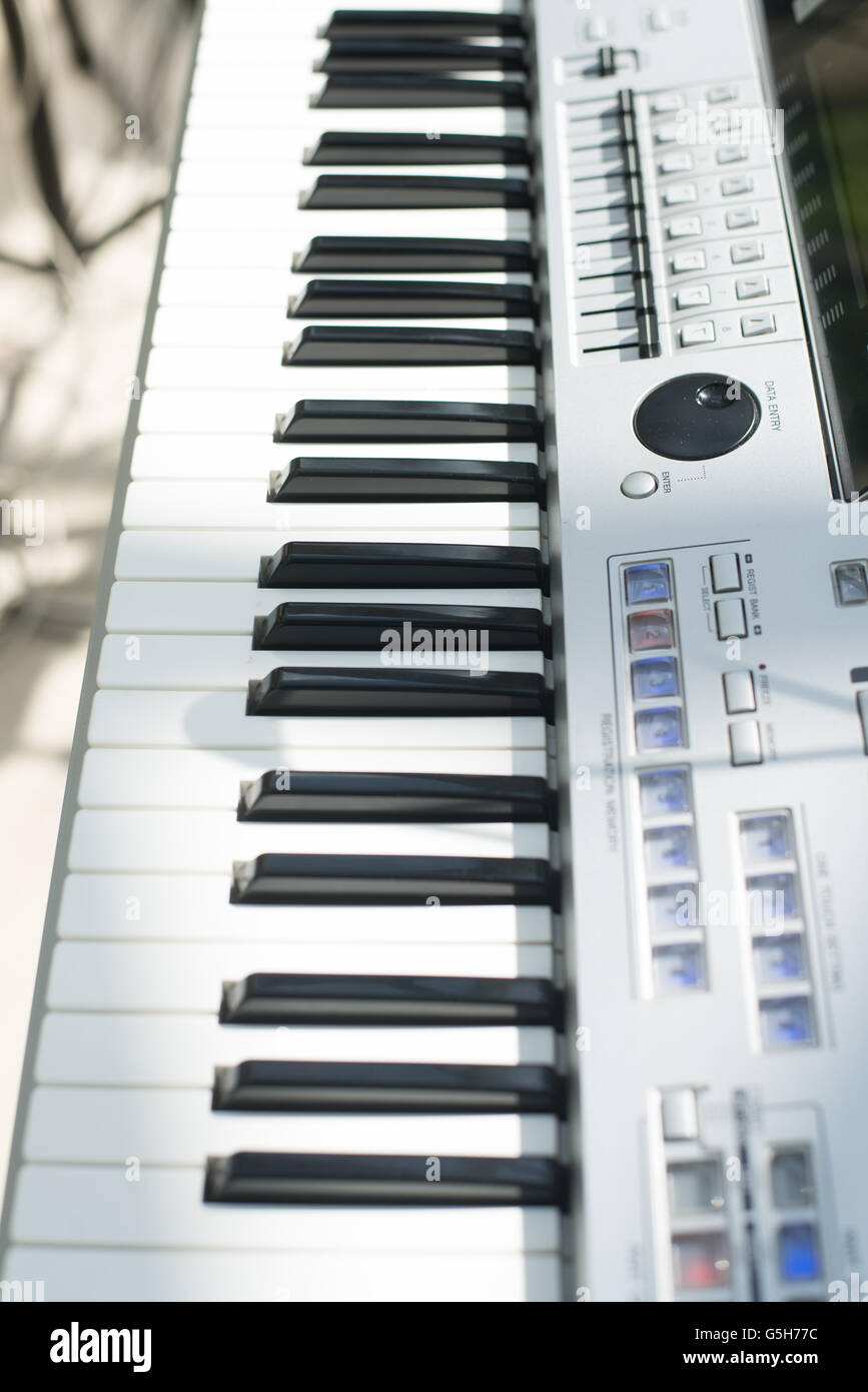 Detail of keys on music keyboard Stock Photo - Alamy