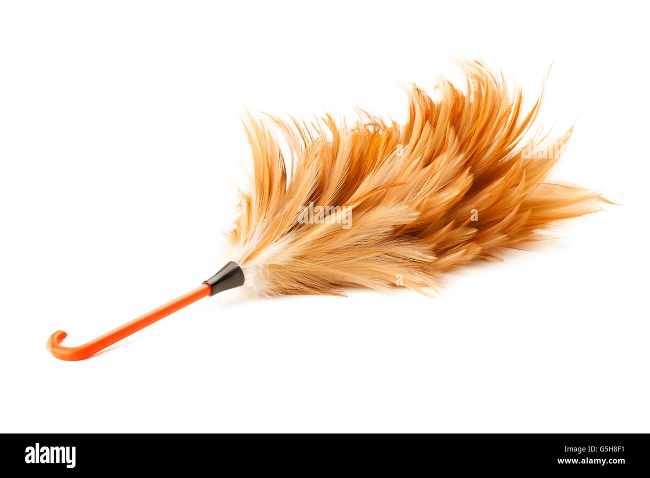 Soft duster with plastic handle on white background Stock Photo - Alamy
