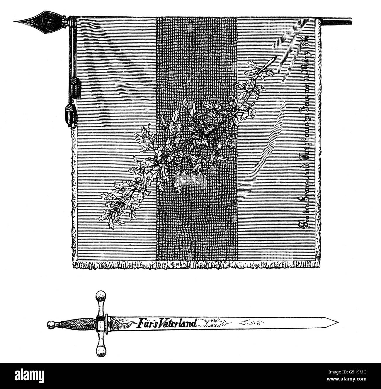 pedagogy, students, incorporations, fraternity in Jena, flag and sword ...