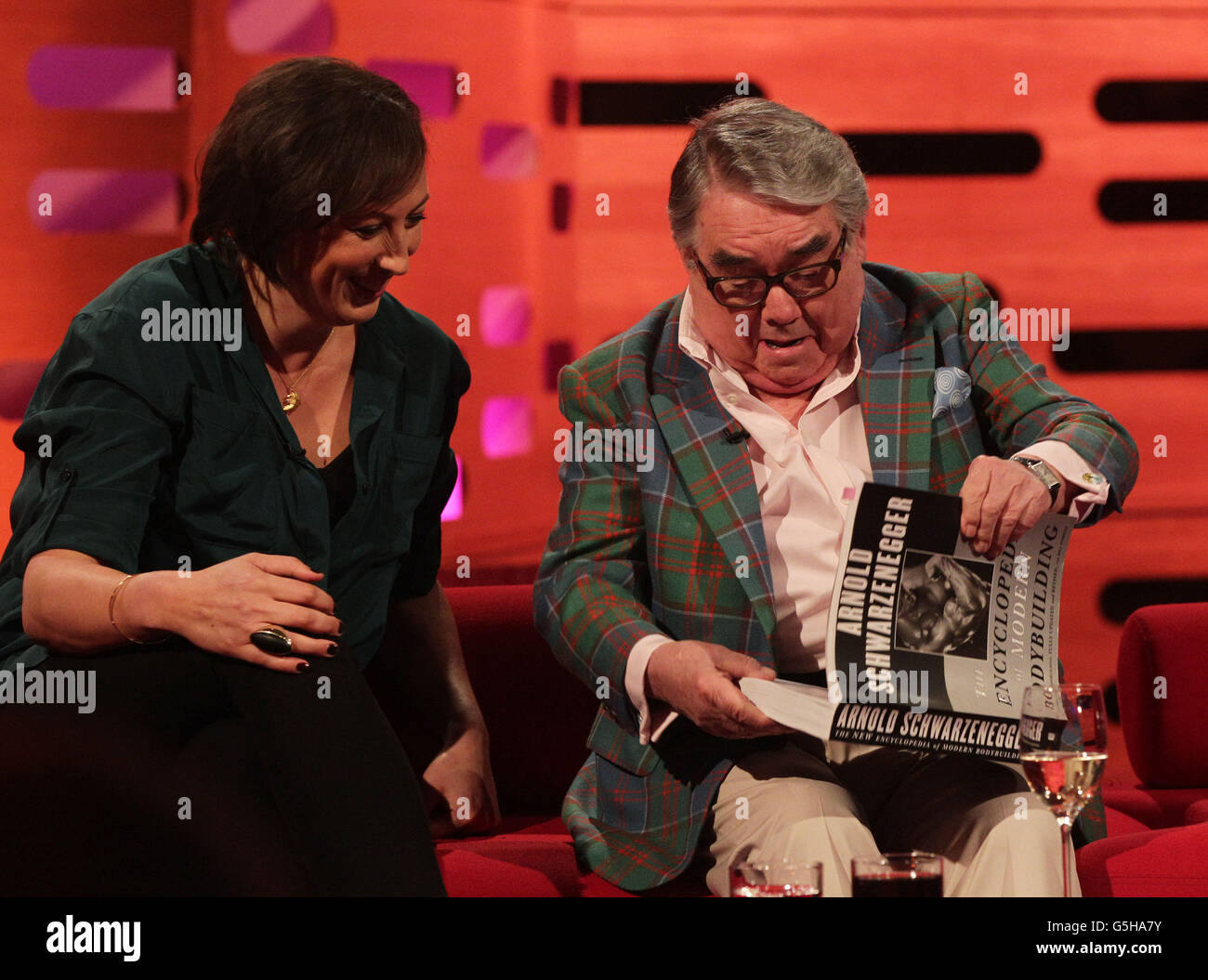 Guests Miranda Hart and Ronnie Corbett during filming of The Graham ...