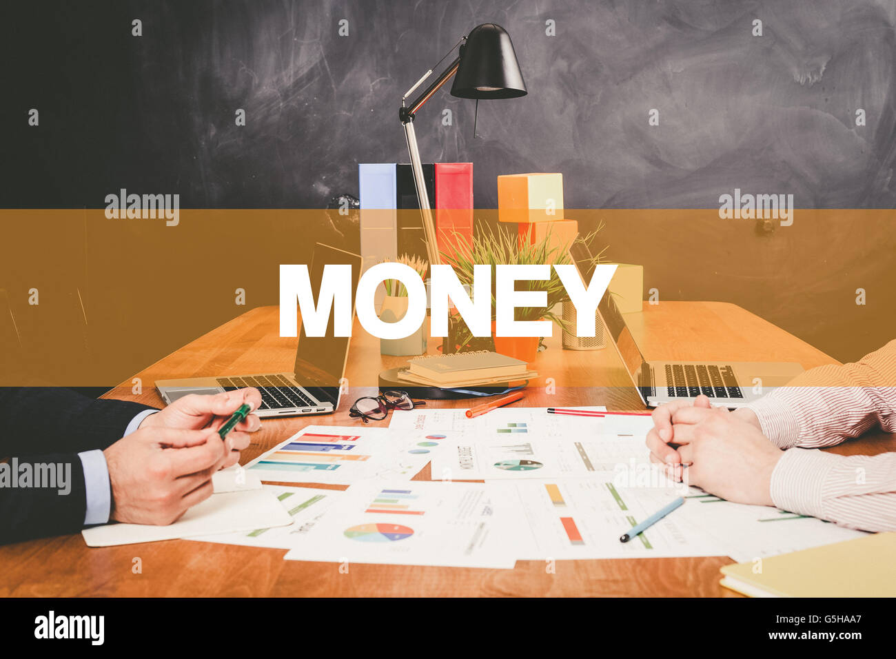 Two Businessman Money working in an office Stock Photo - Alamy