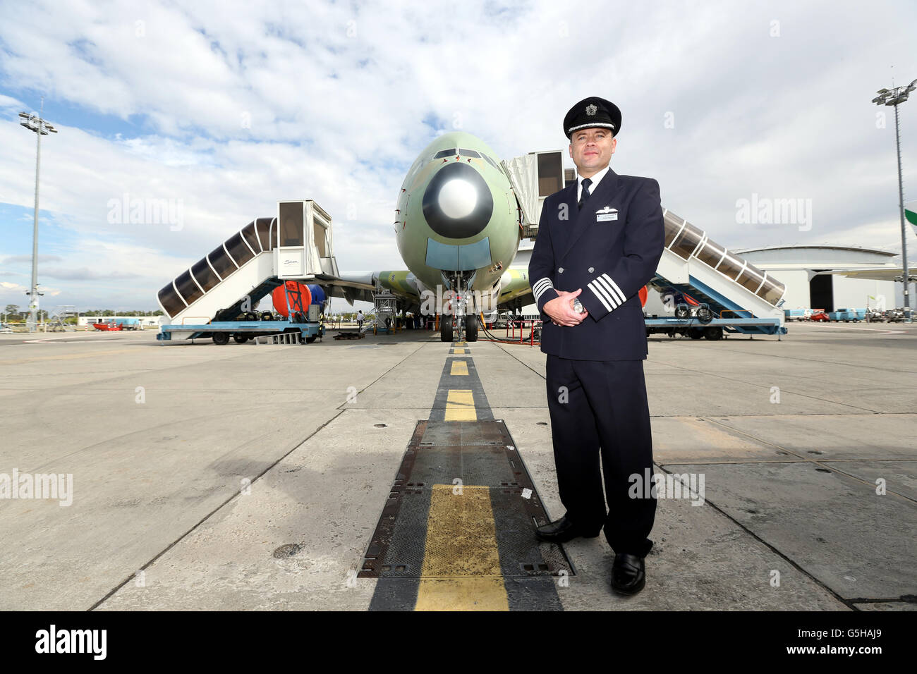 British Airways A380 Captain James Basnett in front of the airlines ...