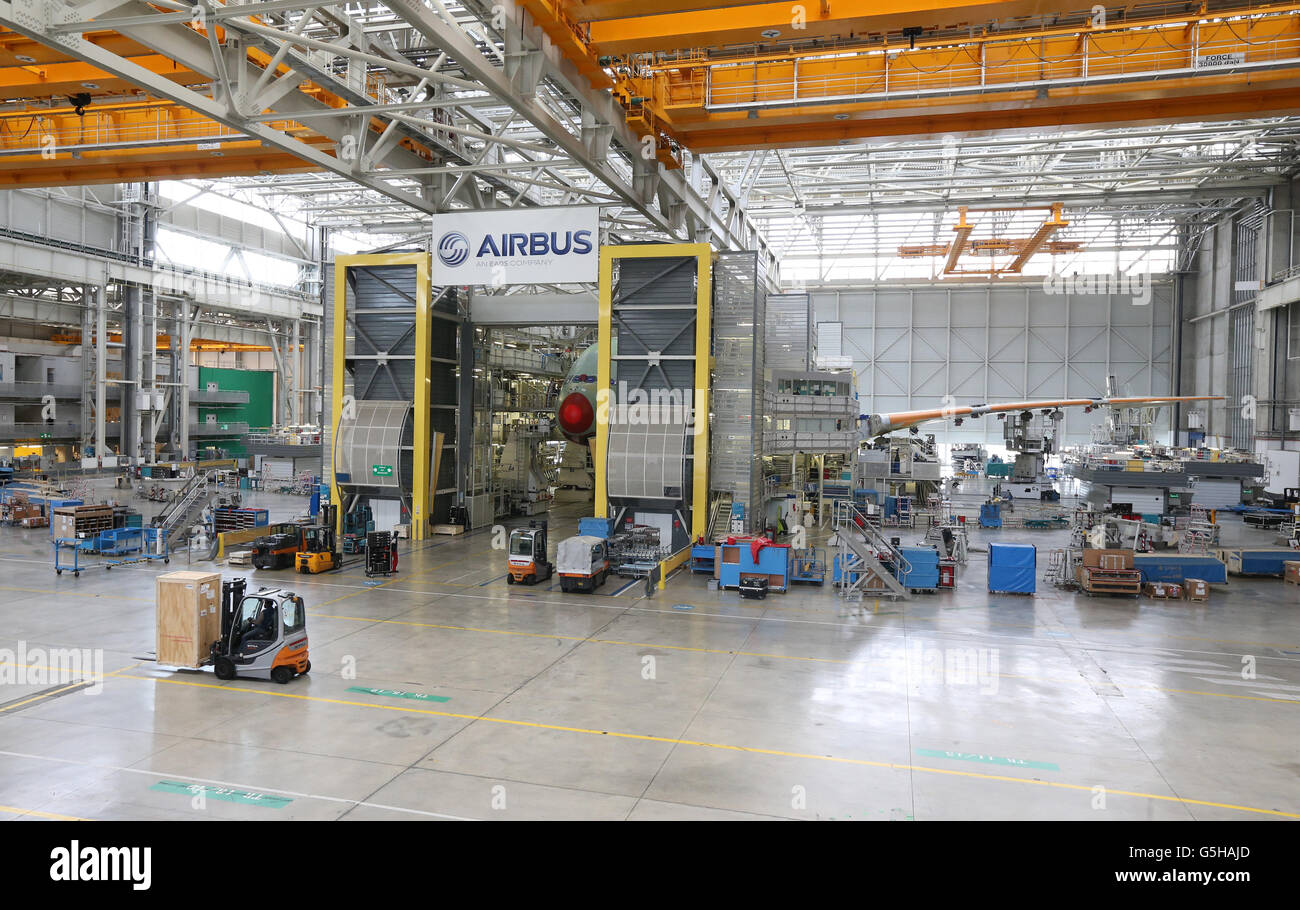 An A380 plane is assembled on the A380 Final Assembly Line (FAL) at the ...