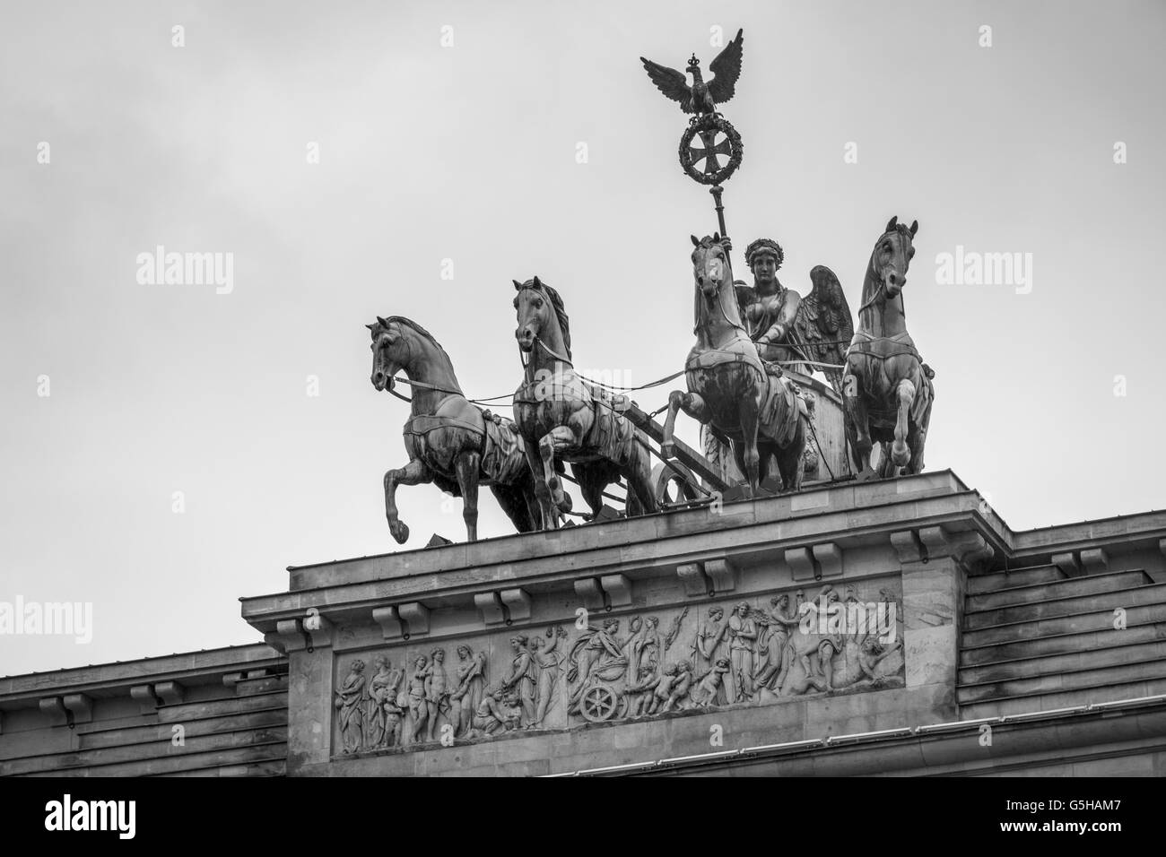 Brandenburg Gate or Tor, 18th century neoclassical monument in Berlin ...
