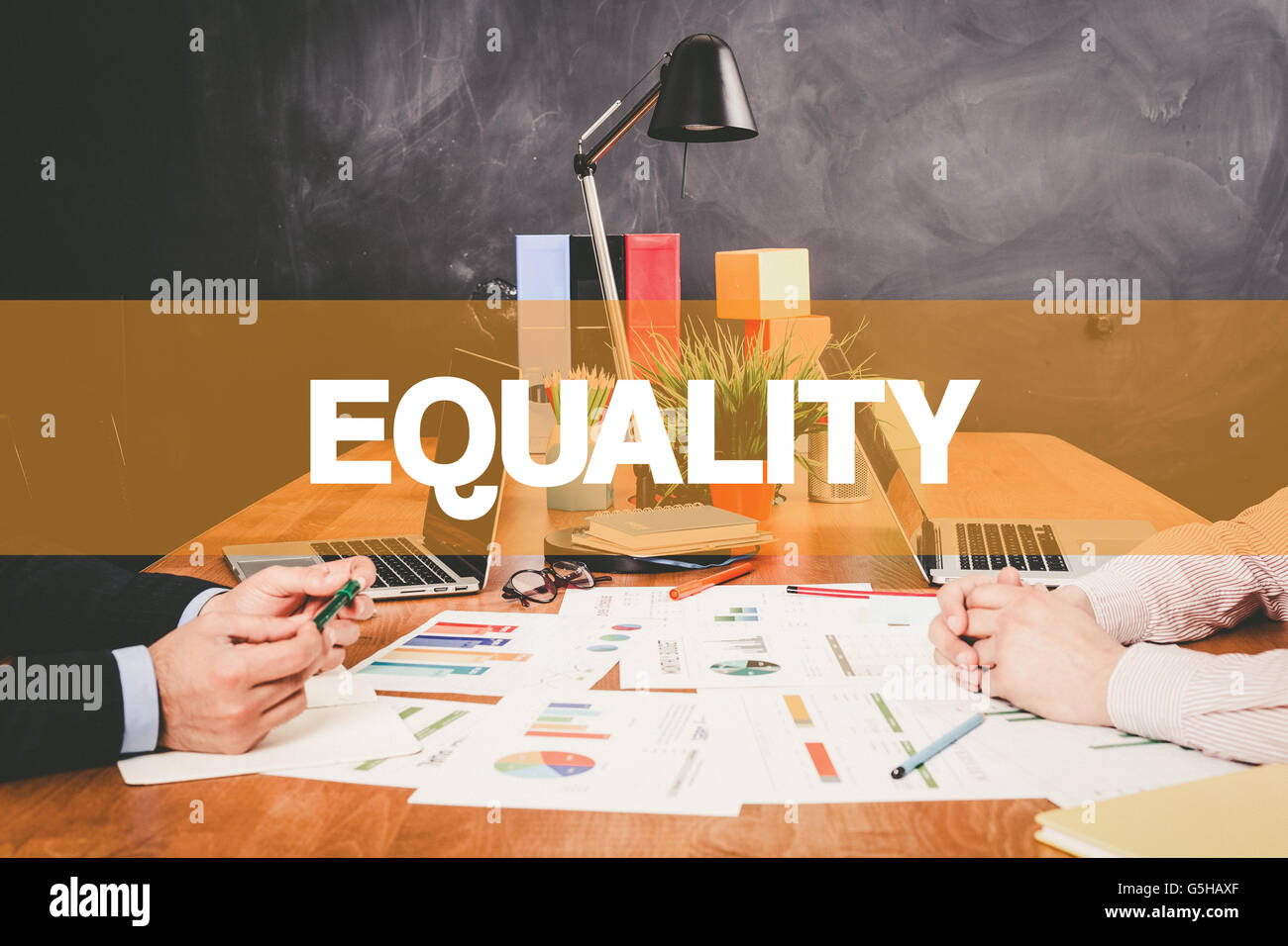 Two Businessman Equality working in an office Stock Photo - Alamy