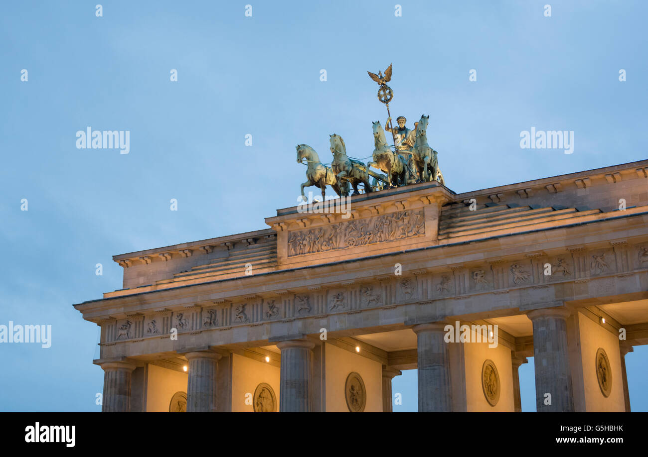 Brandenburg Gate or Tor, 18th century neoclassical monument in Berlin ...