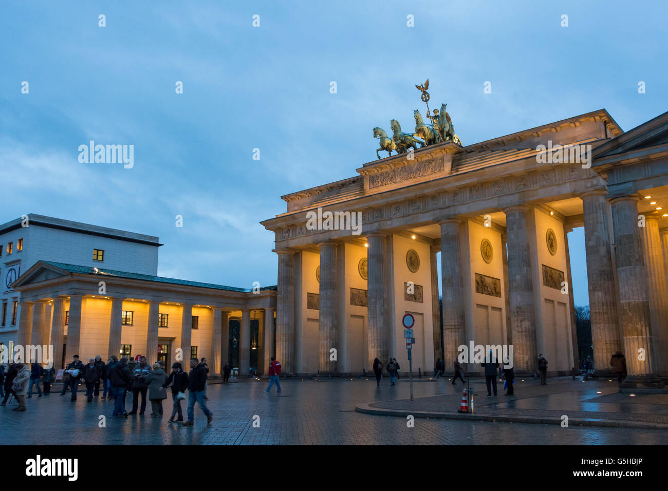 Brandenburg Gate or Tor, 18th century neoclassical monument in Berlin ...