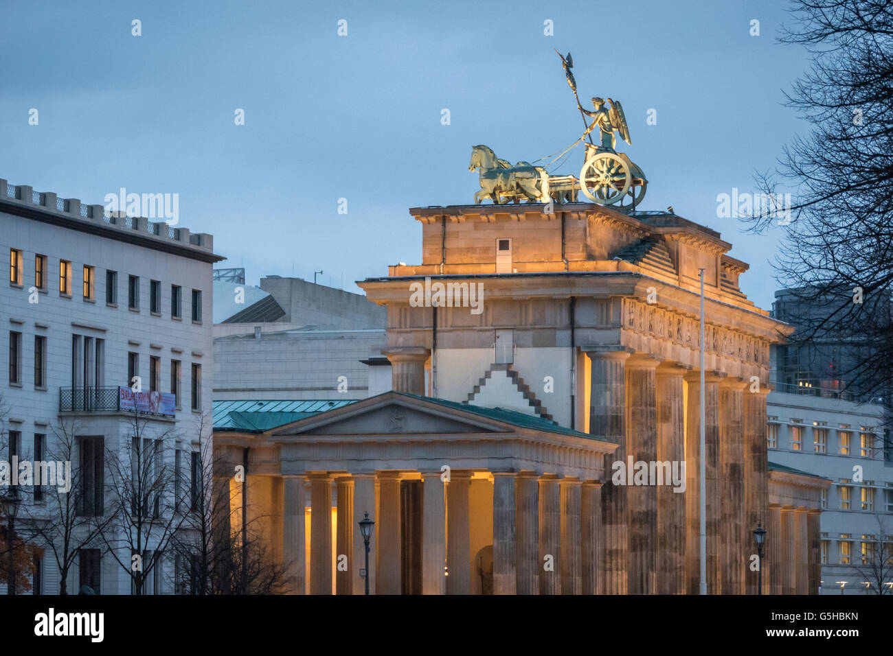 Brandenburg Gate or Tor, 18th century neoclassical monument in Berlin ...