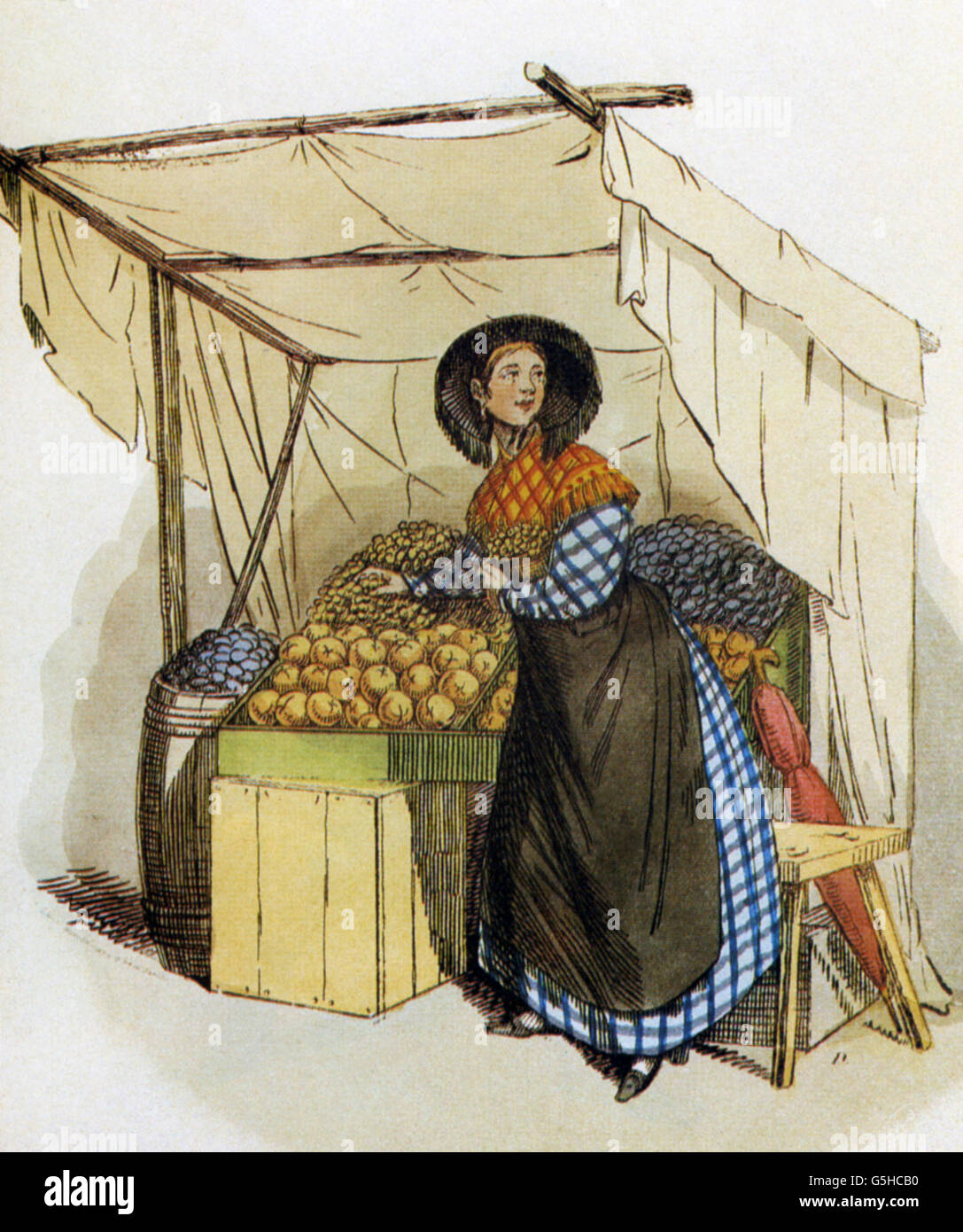 trade, food, fruit vendor, after drawing, by Franz Burchard Dörbeck ...