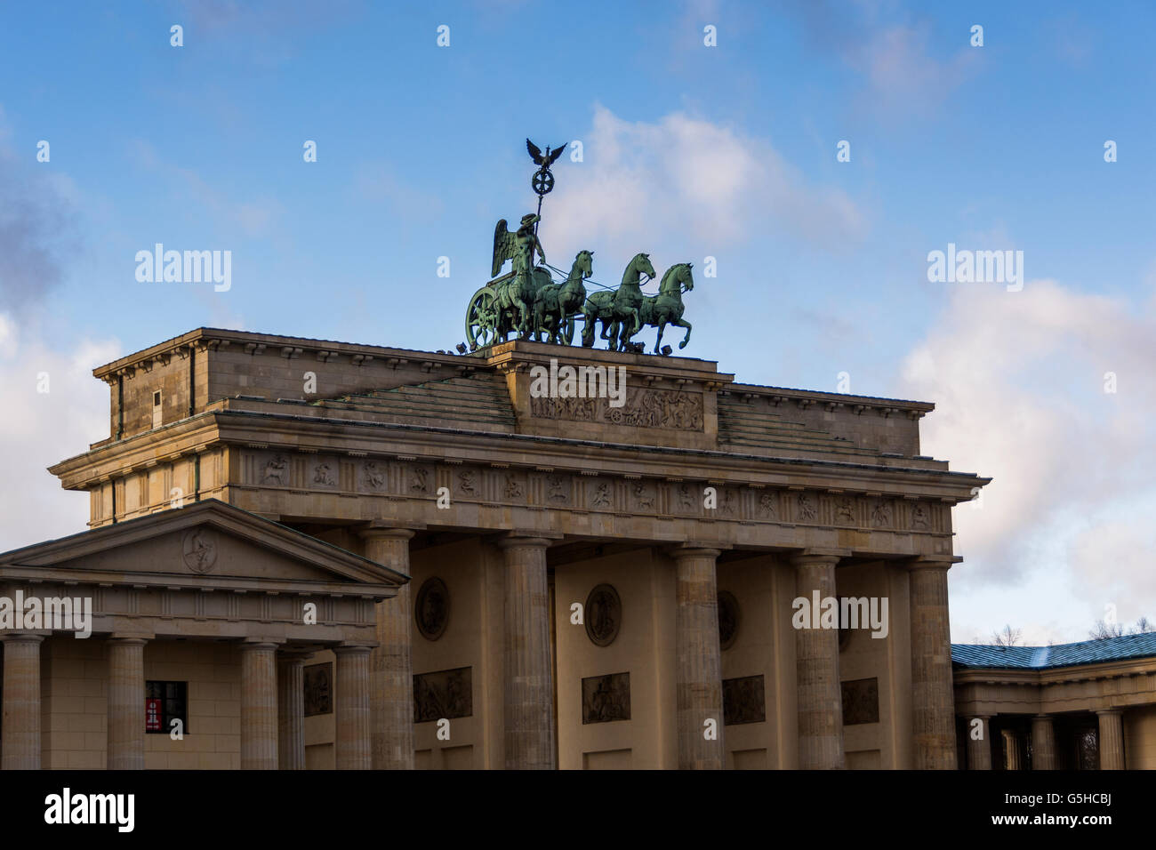 Brandenburg Gate or Tor, 18th century neoclassical monument in Berlin ...