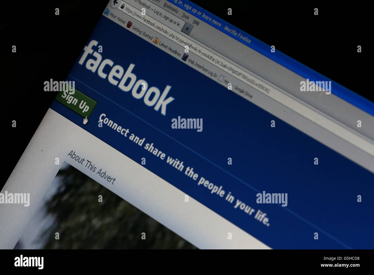 A general view of the Facebook home page on a laptop screen Stock Photo ...