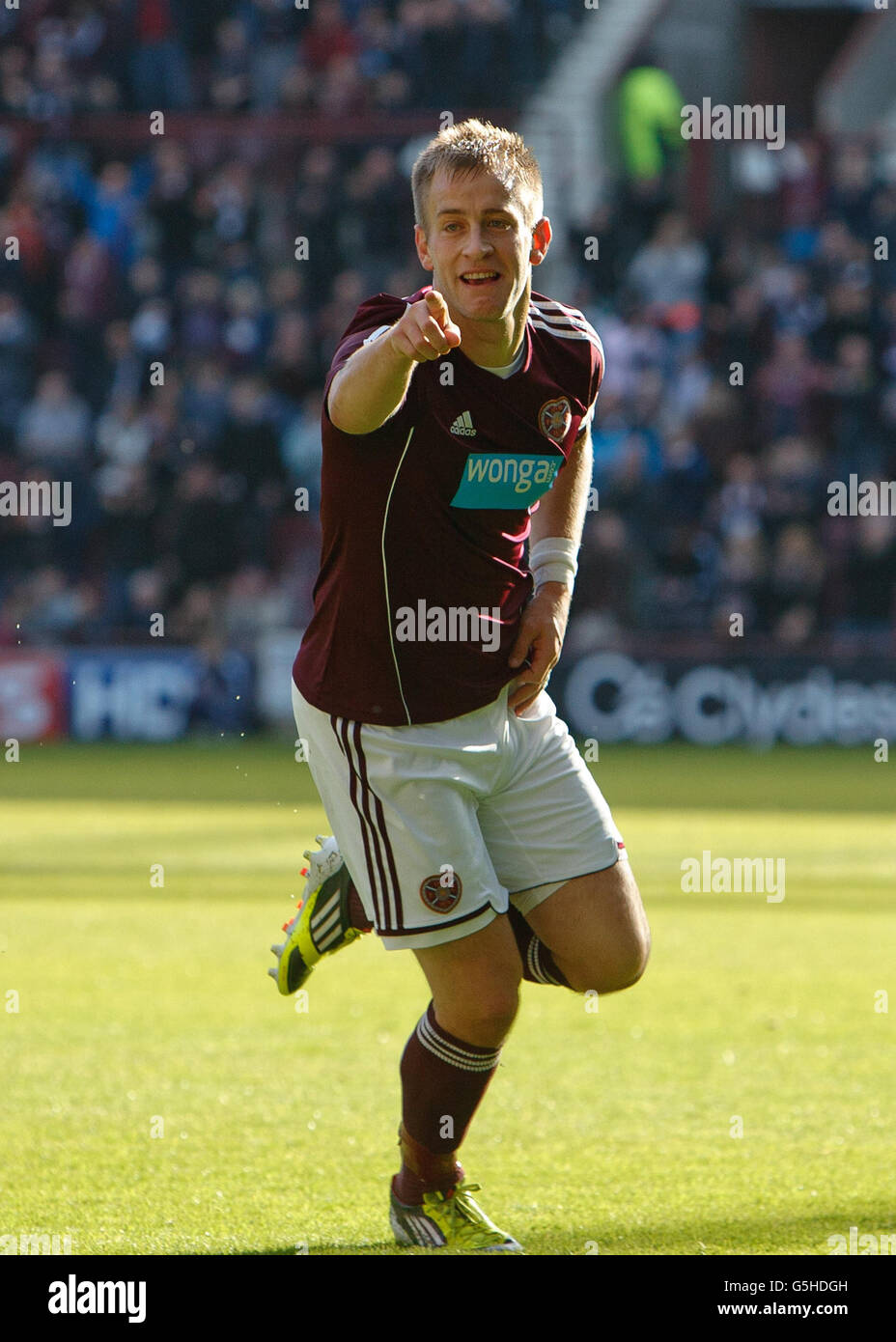 Hearts' Danny Grainger celebrates scoring against Motherwell during the ...