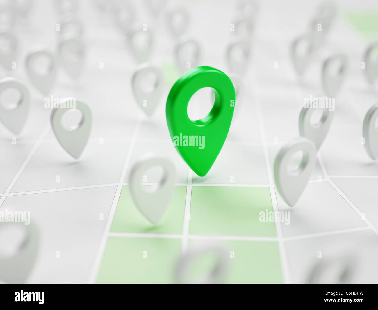 Pinned place on map in abstract app close-up 3d illustration Stock ...